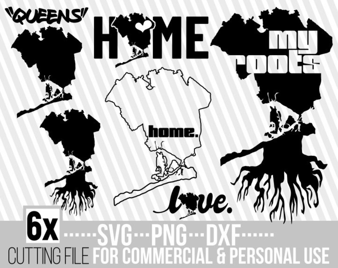 6x Queens Map Bundle Svg My Roots Svg New York Vector State - Etsy