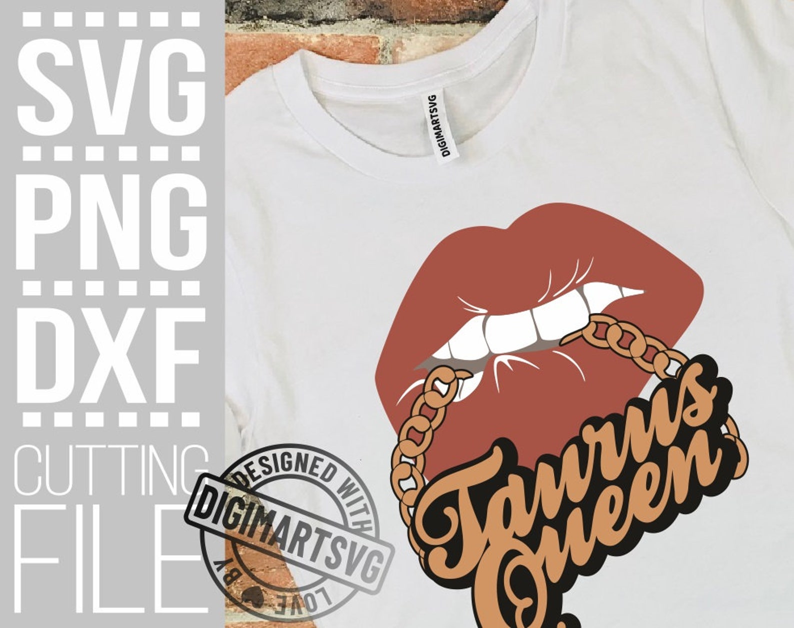 Taurus Queen svg Gold chain svg biting lips svg Zodiac Sign | Etsy