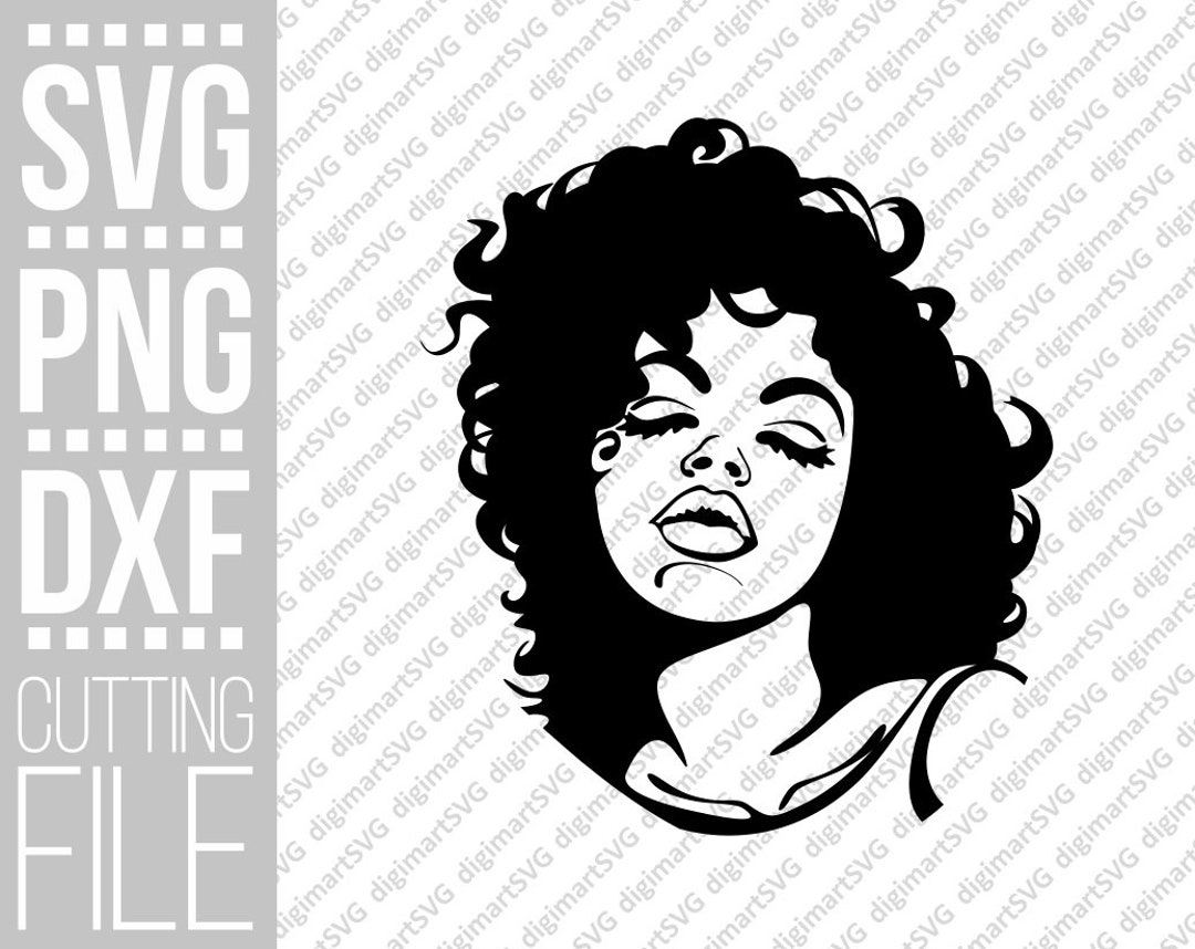 Black Woman Svg, Natural Hair PNG, African American, Melanin Svg, Curly ...