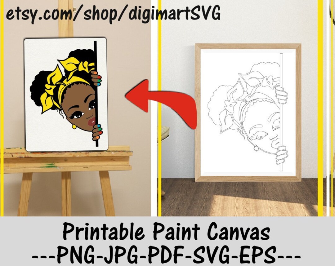 Afro Girl Png, Peekaboo, Coloring Pages, Printable Paint Canvas, Paint ...