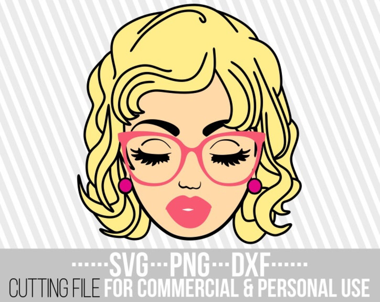 Woman with blond hair svg Layered svg Glasses svg Cuttable | Etsy