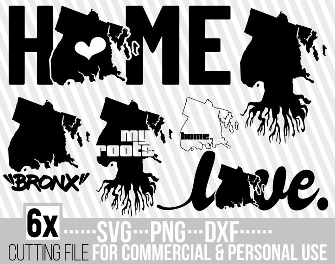 6x Bronx Map Bundle Svg, My Roots Svg, New York Vector, State Svg, NY ...