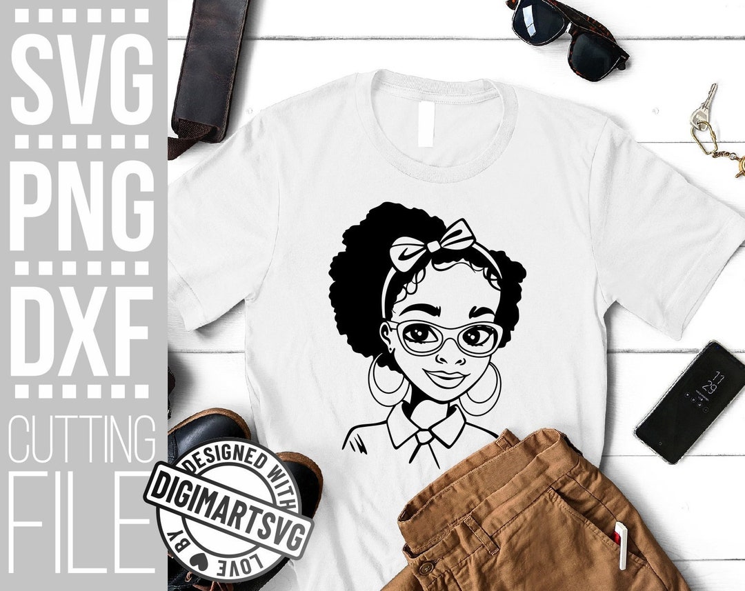 Sweet Girl In Glasses Svg Melanin Svg Black Woman Svg Curly Etsy