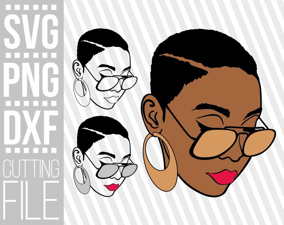Black Woman With Glasses Svg Afro Woman Svg Short Hair Svg - Etsy