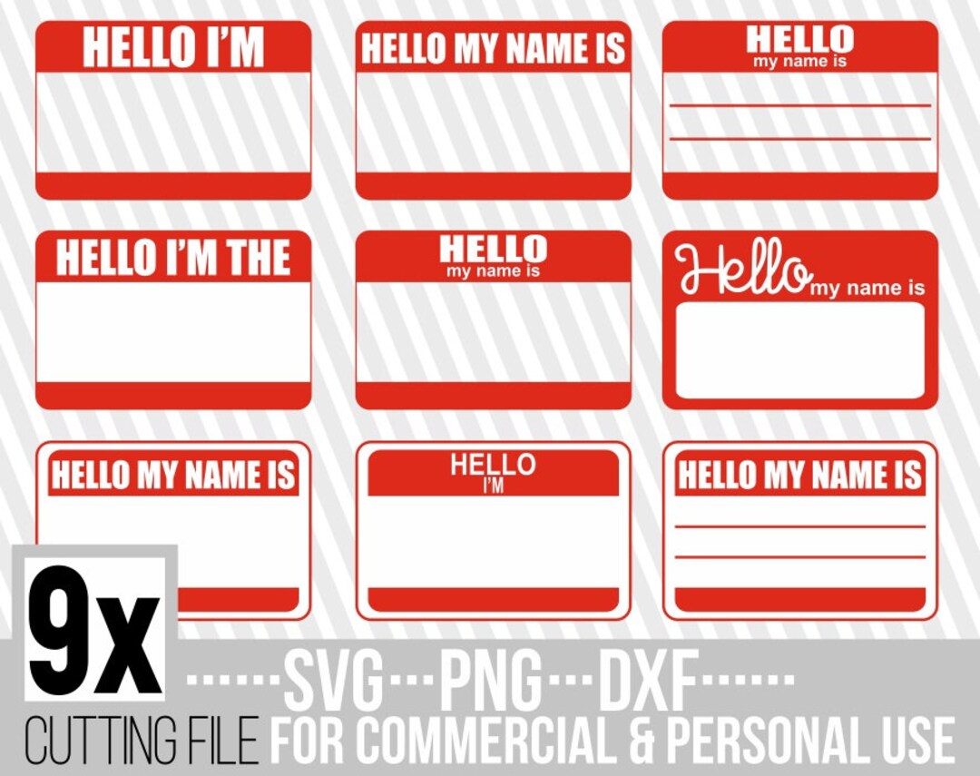 9x Hello I'm Bundle Svg, Name Badge Svg, Custom Label Svg,my Name Is ...