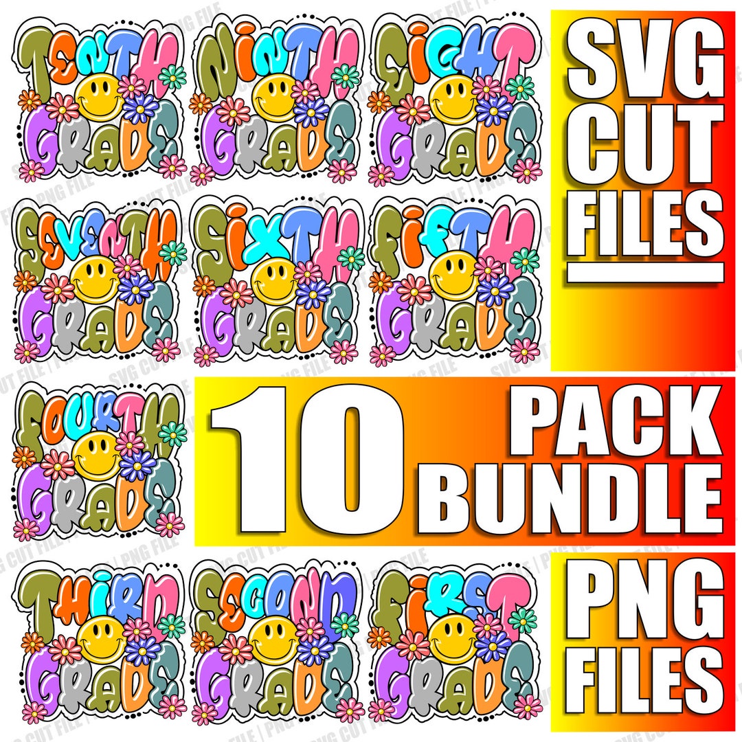 10x Back to School SVG Bundle, Retro Teacher Svg, Clipart, Grade Level ...