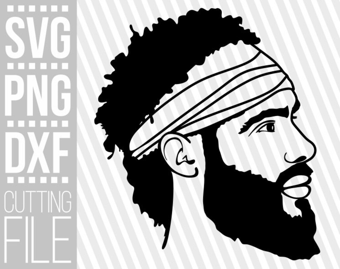 Black Man With Dreadlocks Svg Afro Man Beard Svg Headband Etsy