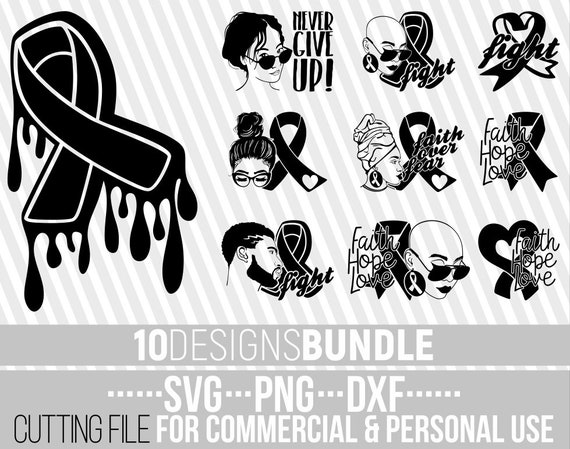 10x Cancer Ribbon Designs Bundle Svg Awareness Ribbon Cancer - Etsy