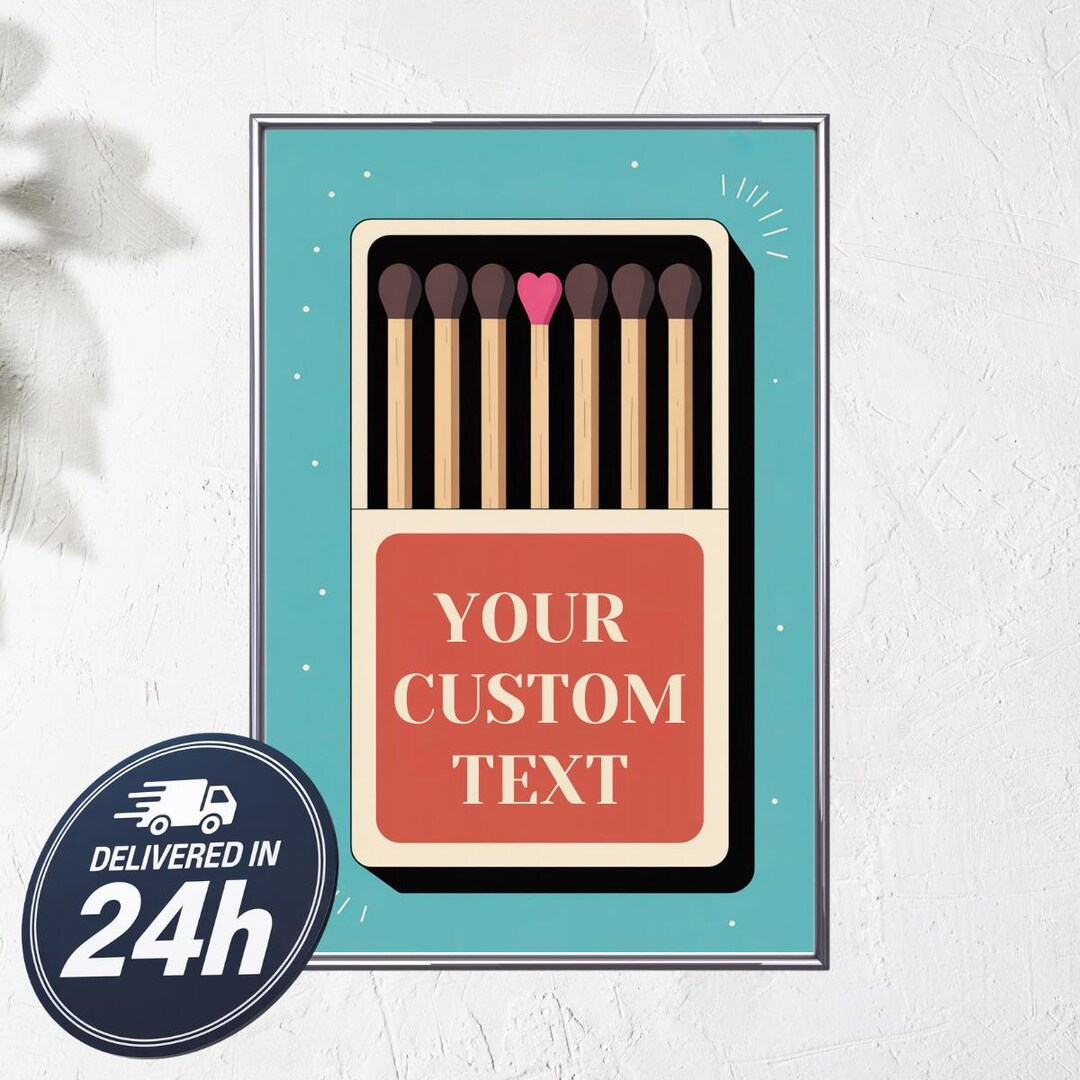 Custom Matchbox Print, Personalized Match Stick Art Poster, Retro ...