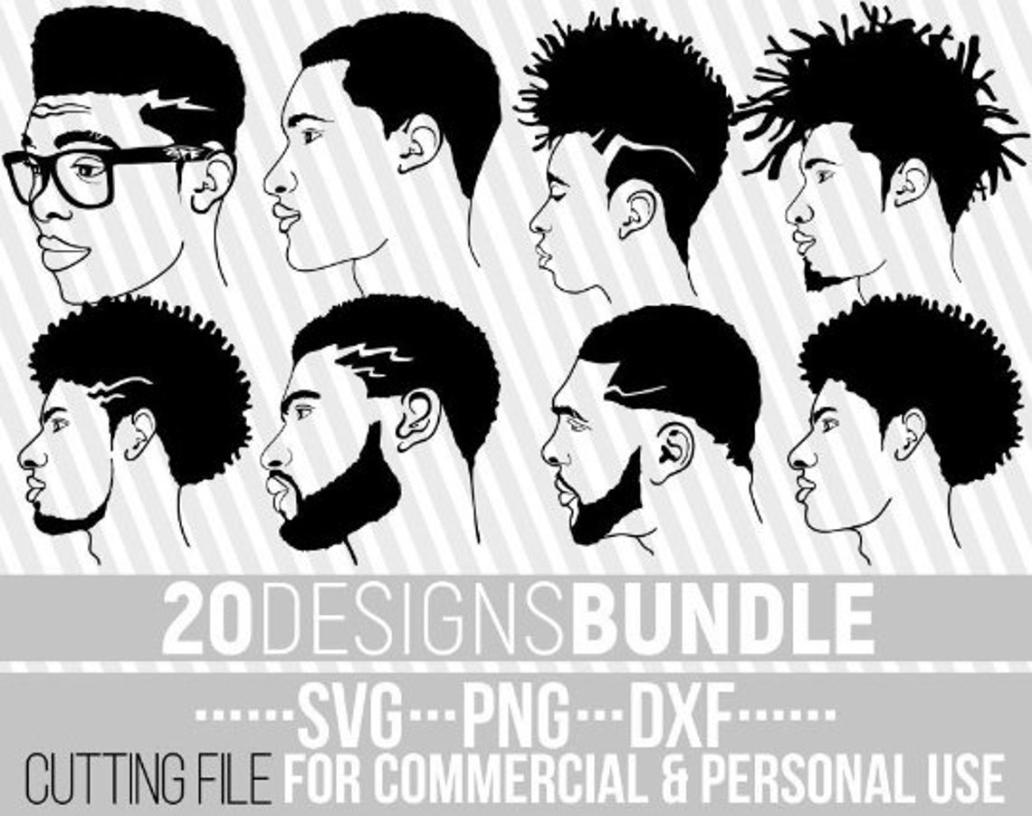 20x Black Man Bundle Svg Afro Man Svg Hairstyle Svg Black Etsy Canada