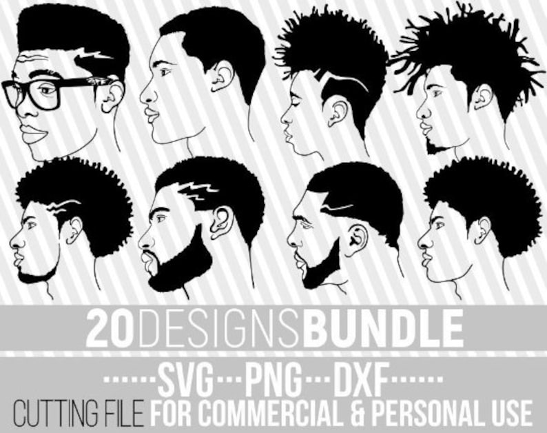 20x Black Man Bundle Svg Afro Man Svg Hairstyle Svg Black Etsy Canada