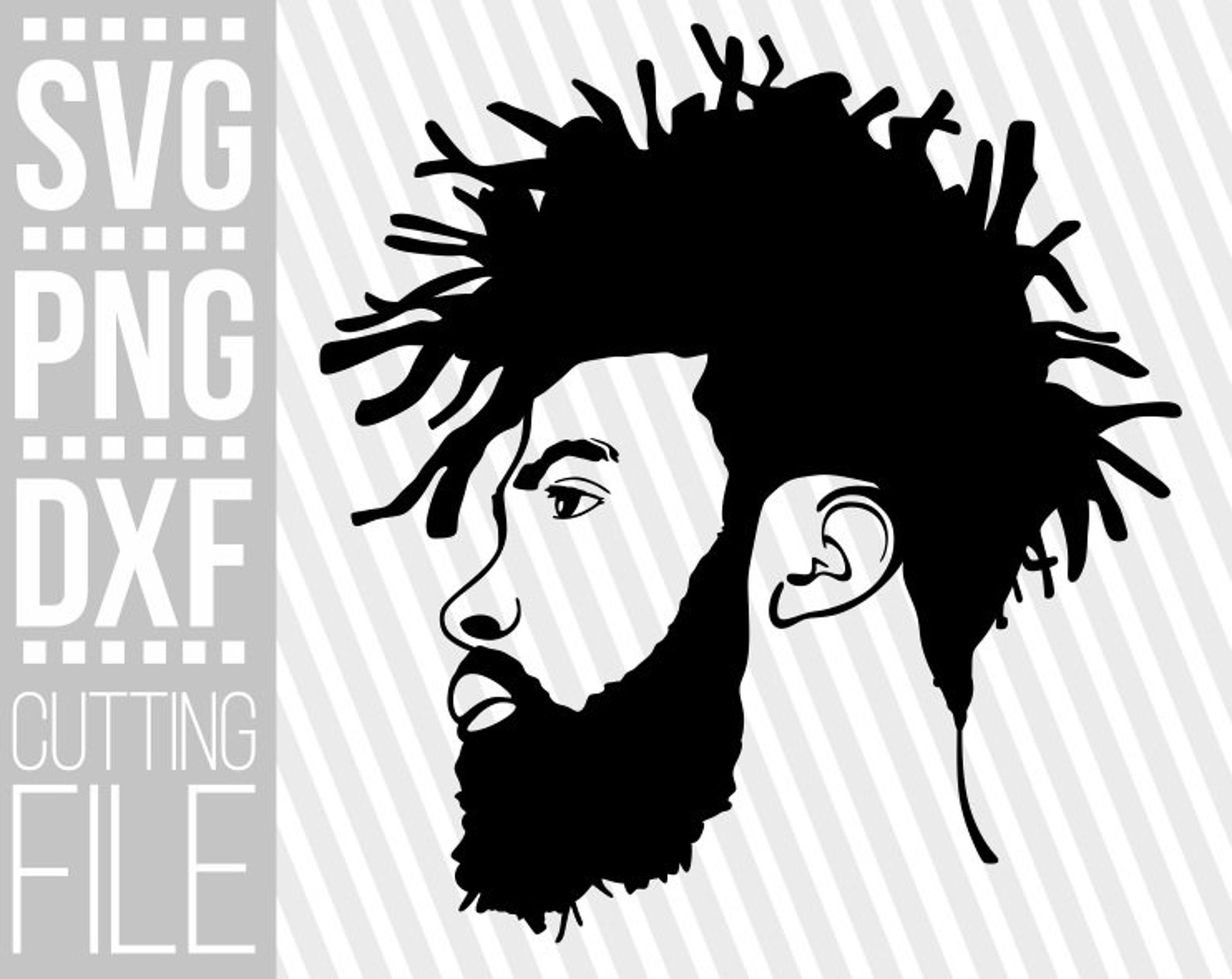 Black Man With Dreadlocks Svg Afro Svg Beard Svg Man Svg | Etsy