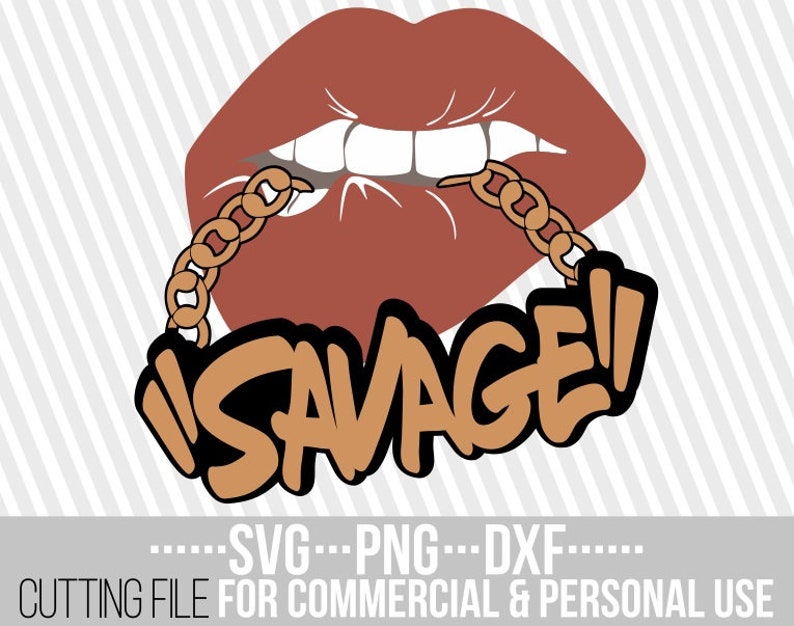 Savage Svg Gold Chain Svg Biting Lips Svg Afro Woman Black Girl