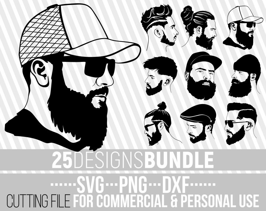 25x Beard Man Bundle Svg, Beard Svg, Father's Day Svg, Mustache ...