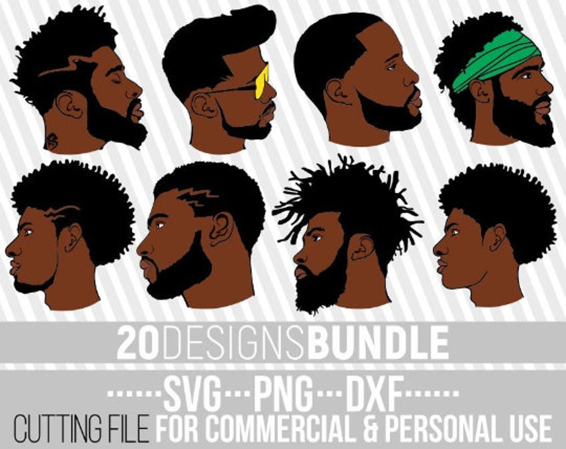 20x Black Man Bundle Svg Beard Svg Afro Man Beard Man Svg | Etsy