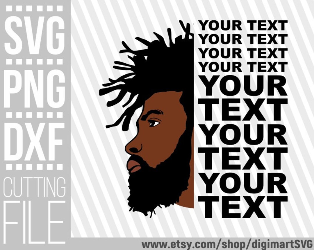 Afro Man Svg, Half Face Svg, Locs Svg, Dreadlocks Svg, Beard Svg, Black ...