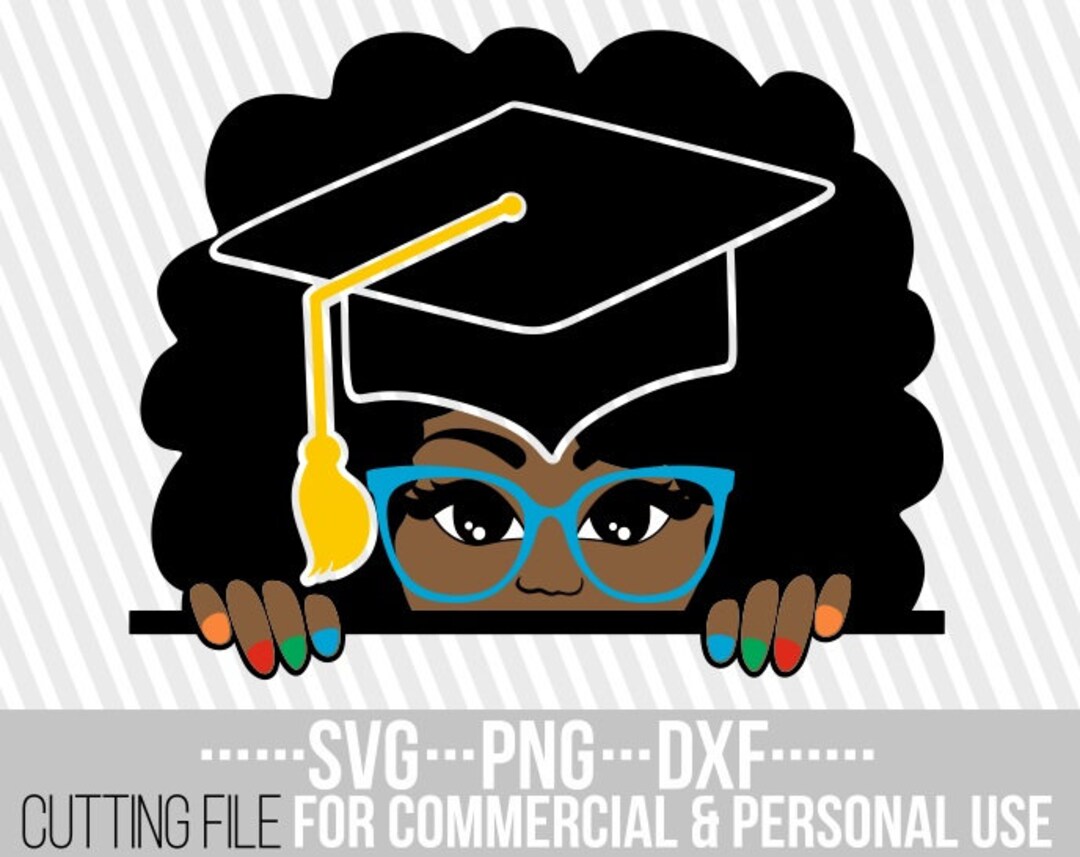 Graduation Black Girl Svg, Afro Queen Svg, Layered, Peeking , Black ...