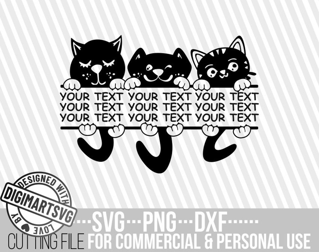 Peeking Cat Svg, Cat Split Monogram Svg, Black Cat Svg, Feline Svg, Cat ...