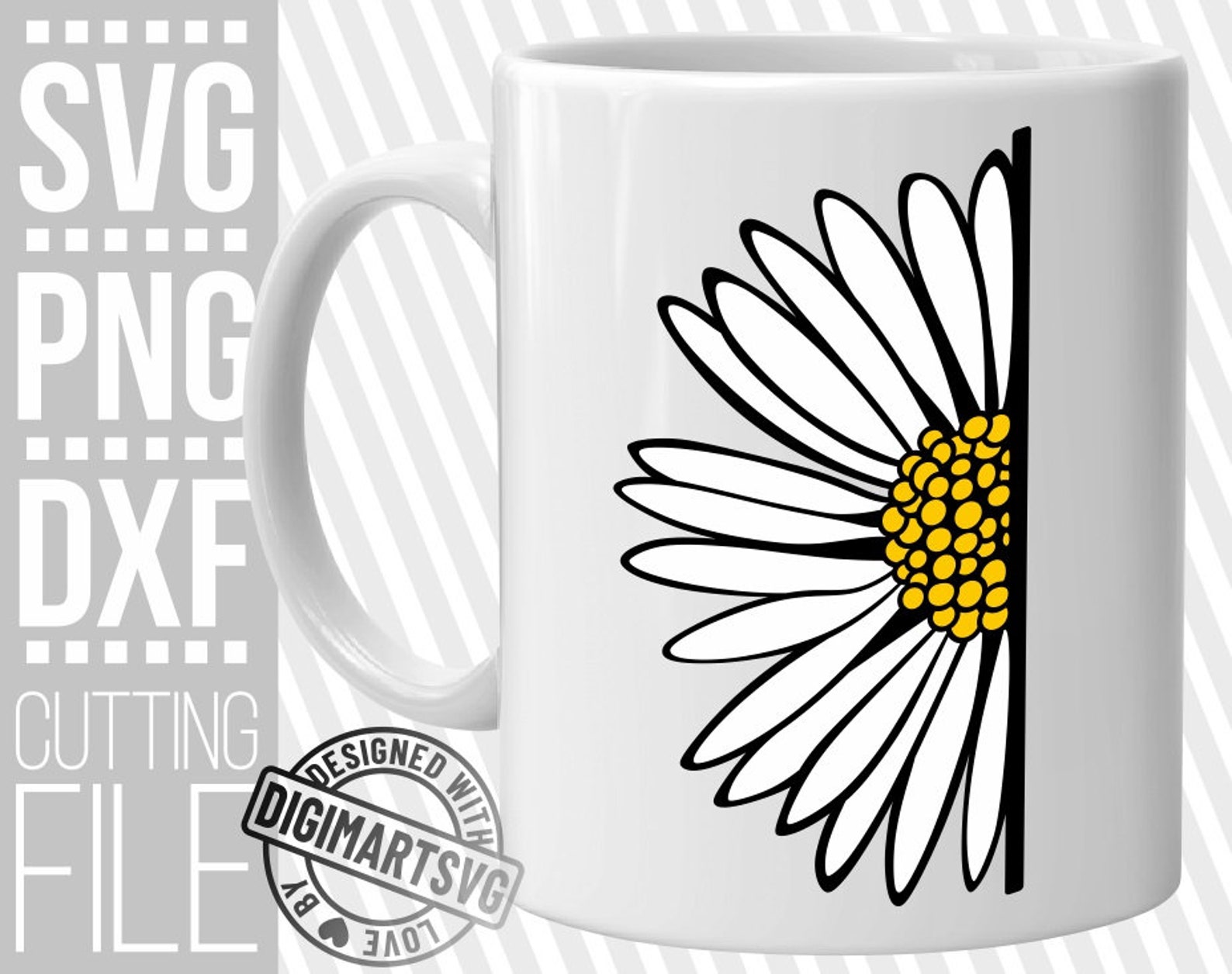 Half Daisy Svg Blumen svg Daisy svg Weiße Blume Frühling | Etsy