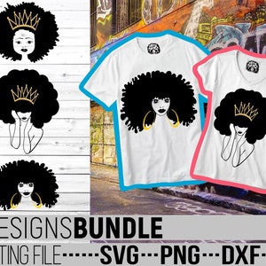 3x Black Queen Svg, Afro Woman SVG, American Woman, Crown Svg, Africa ...