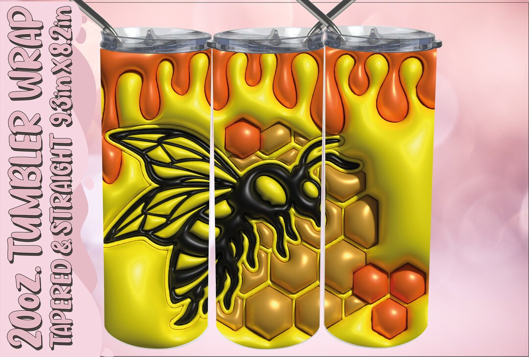 3D Puff Bee Honeycomb Tumbler Wrap PNG, Inflated Tumbler Wrap PNG ...