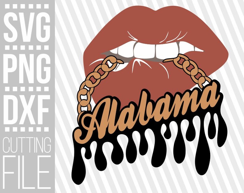 Alabama Svg USA Svg State Svg Gold Chain Svg Biting Lips - Etsy
