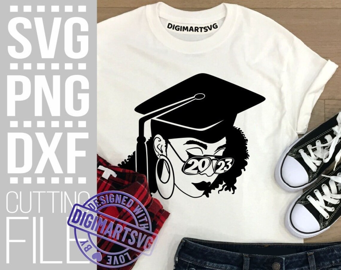 Graduation Woman Svg Black Woman With Glasses High School - Etsy