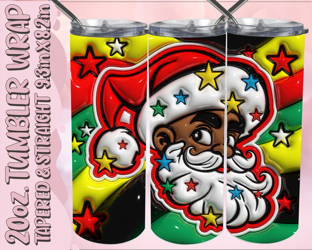 3D Santa Claus Inflated Tumbler Wrap PNG, Christmas Tumbler Wrap, Santa ...
