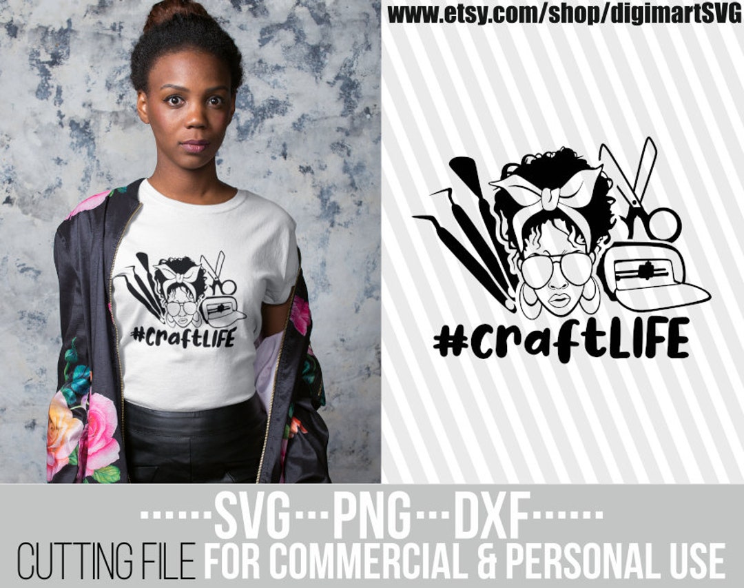 Afro Messy Bun Craft Life Svg, Afro Girl Svg, Melanin Svg, Messy Hair ...