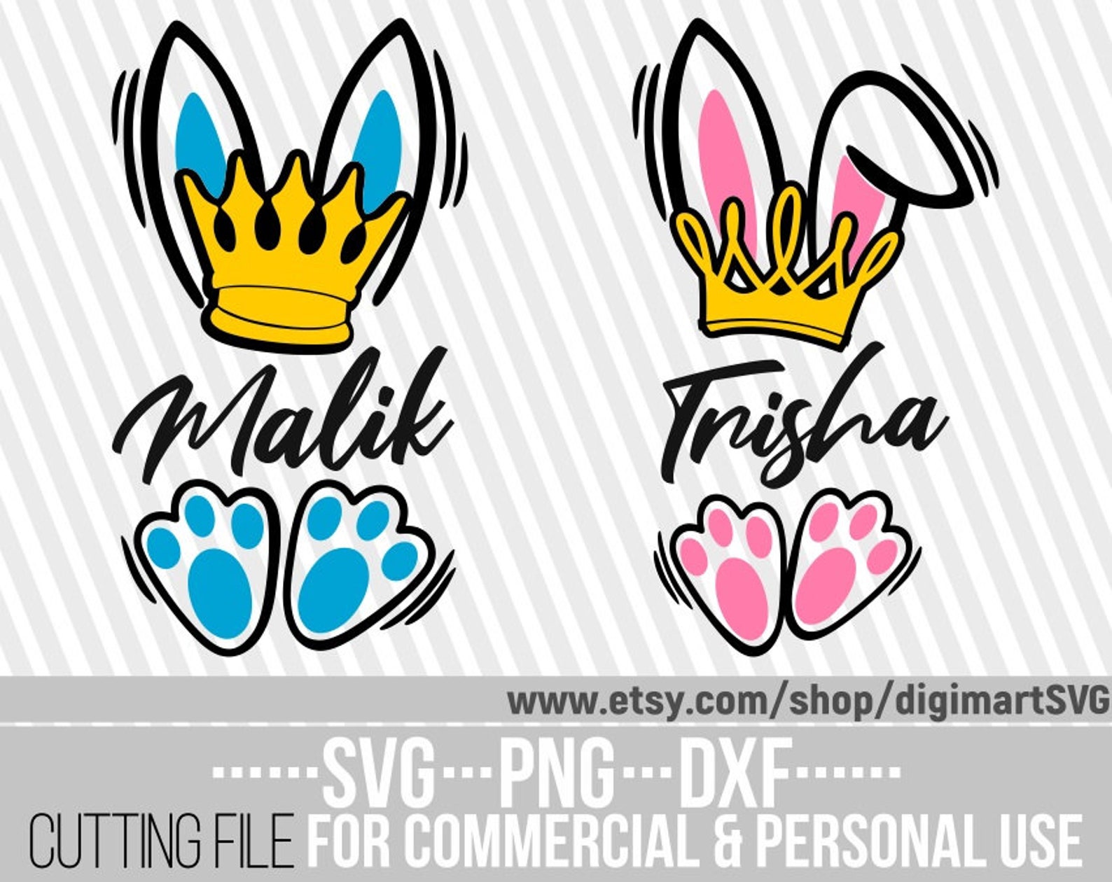 Happy Easter Svg Bunny Name Svg Bunny Ears Svg Monogram - Etsy