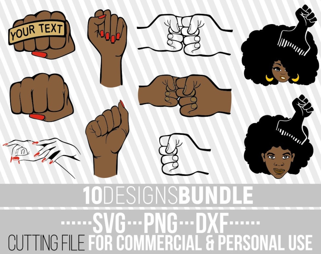 10x Fist Designs Bundle Svg, Hand Svg, Power Svg, Afro Boy Svg, Fist ...