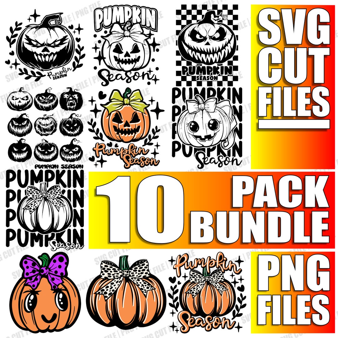 10x Spooky Season SVG Bundle, Ghost SVG, Pumpkin Vector, Fall Svg ...