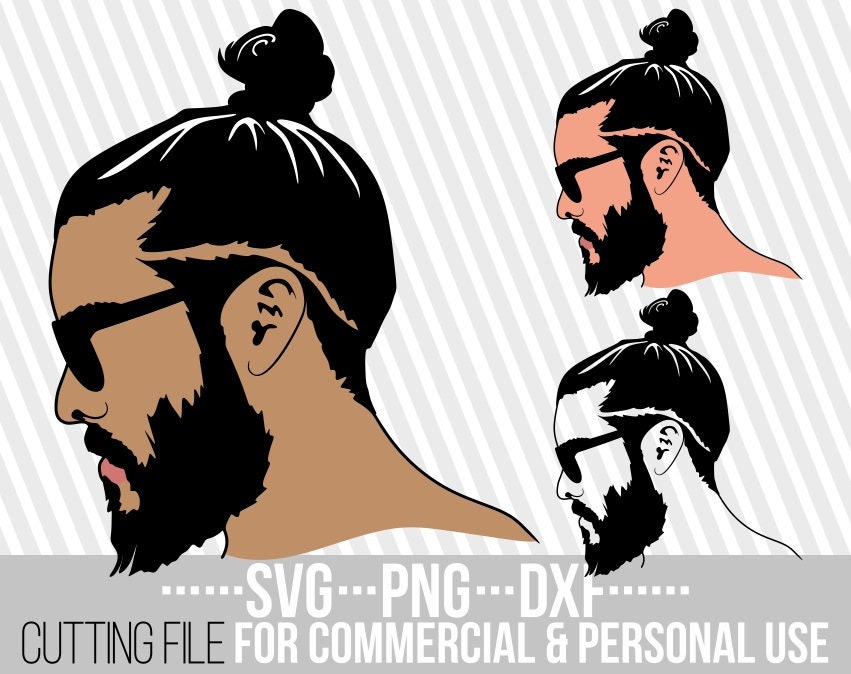 Beard Man With Hair Bun Svg Hipster Beard Svg Beard Svg - Etsy