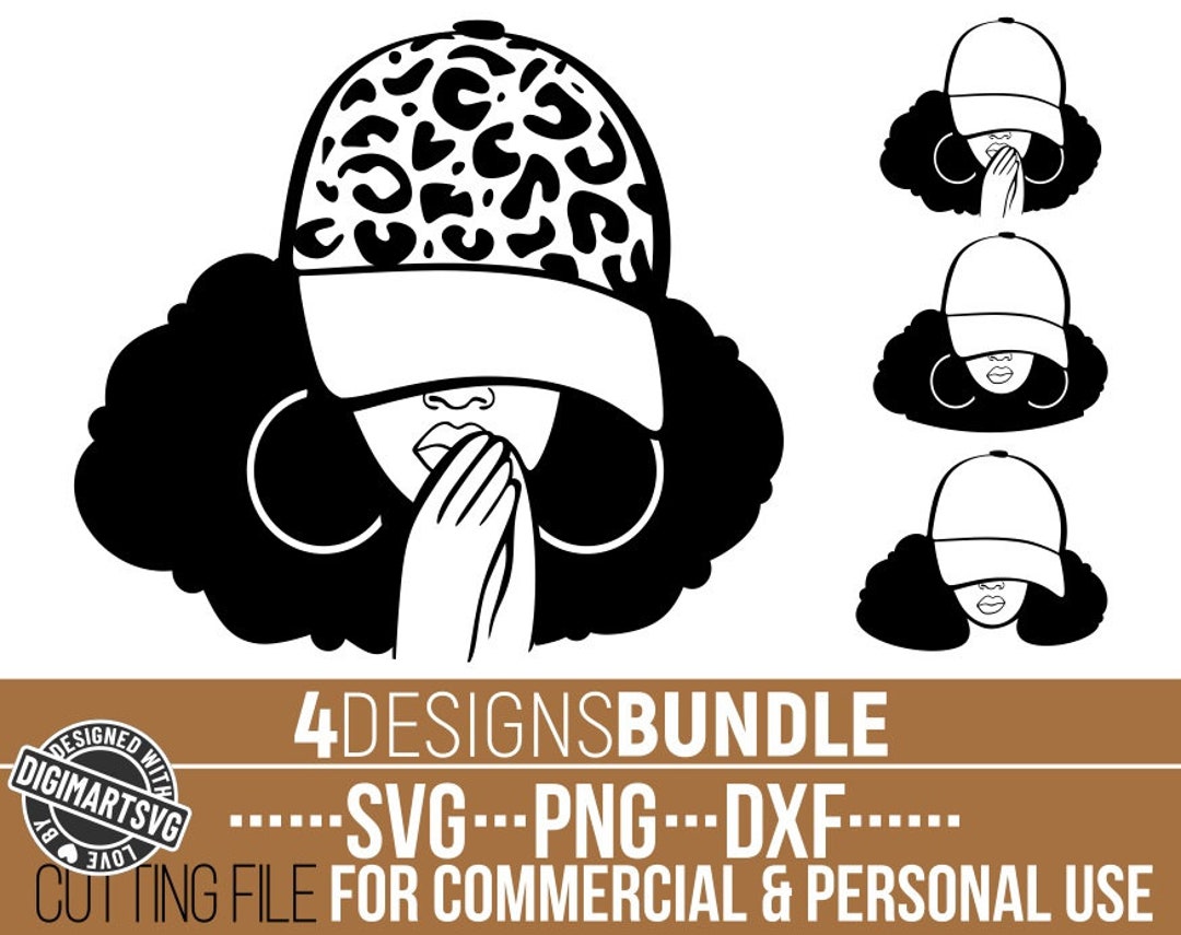 4x Afro Woman in Cap Svg Bundle, Leopard Print Svg, Faith Svg, Black ...