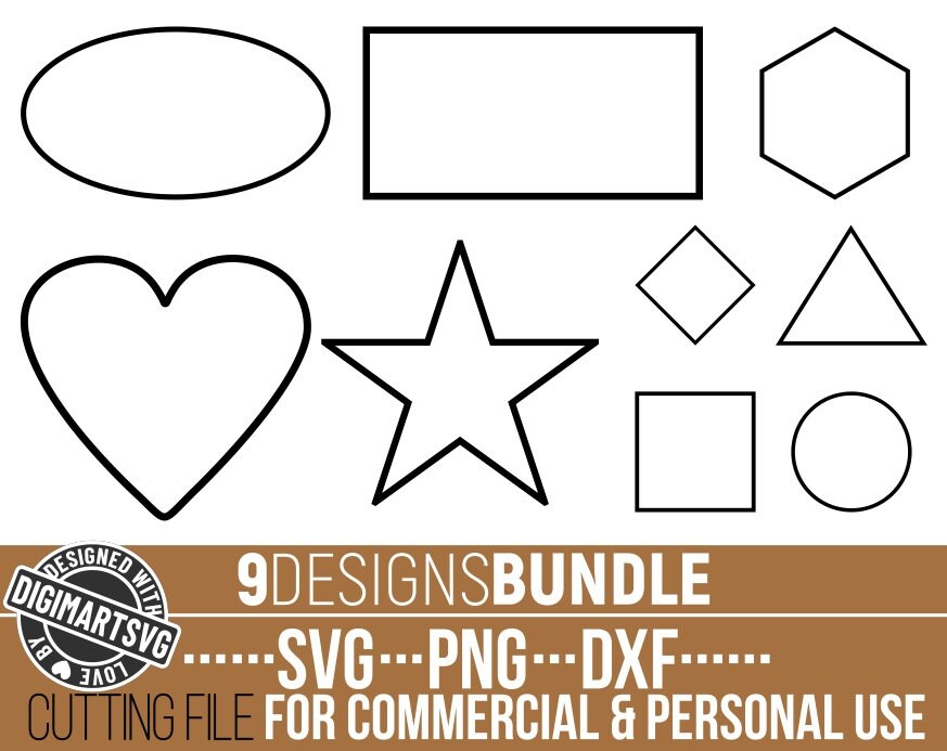 9x Basic Shape Outline Svg Bundle Shape Svg Heart Svg Frame - Etsy UK