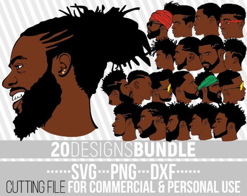 20x Black Man Bundle Svg Beard Svg Afro Man Beard Man Svg Etsy