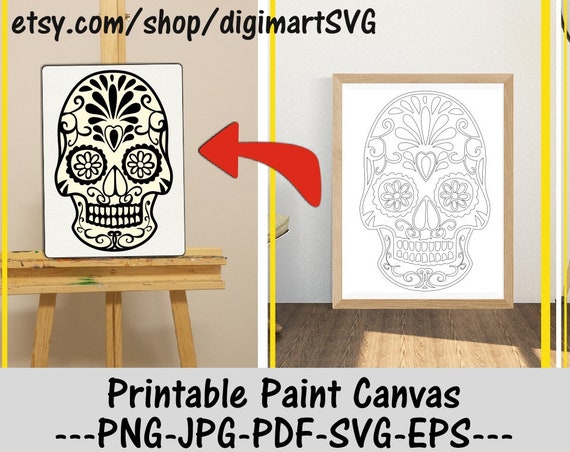 Sugar Skull Mandala Coloring Page Skull Png DIY Paint Party | Etsy