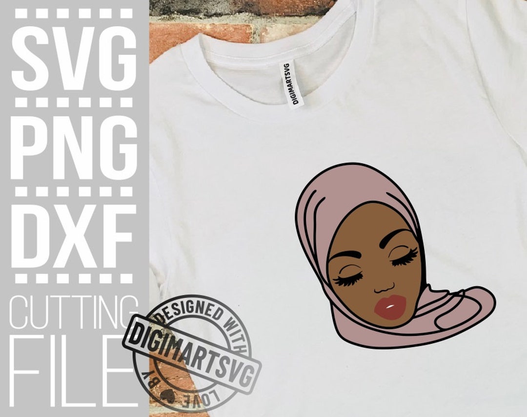 Muslim Afro Woman Svg, Layered Svg, Hijab Svg, Arabic Svg, Cuttable ...