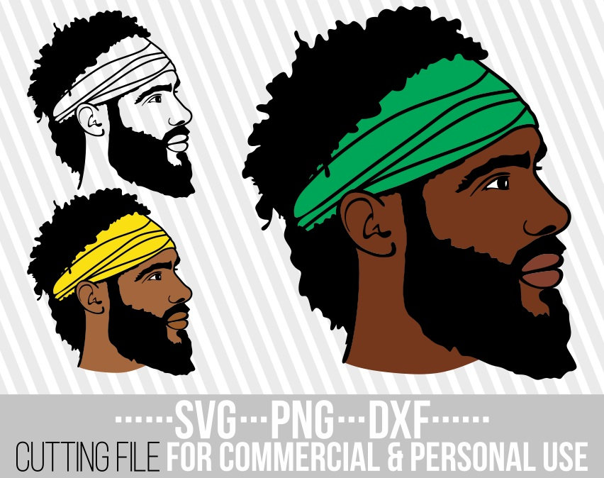 Black Man With Dreadlocks Svg Afro Man Beard Svg Headband Etsy