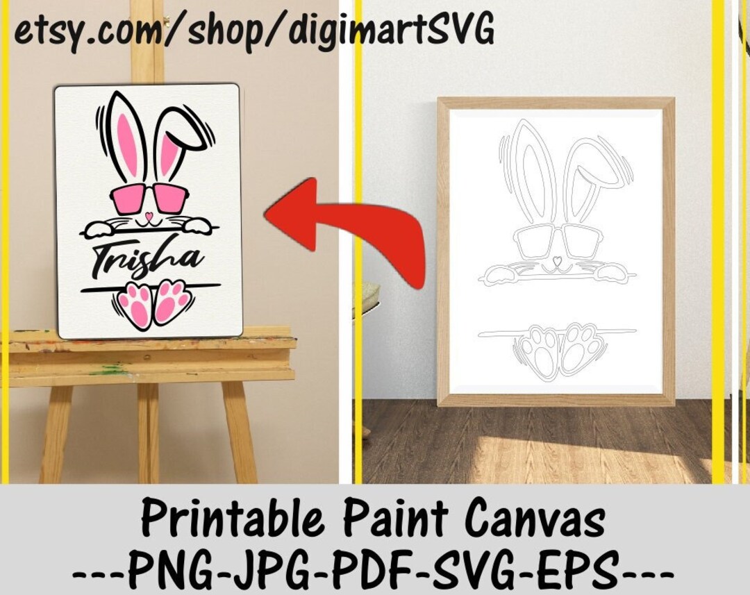 Happy Easter Coloring Pages, Bunny Svg, Personalized, Printable Paint ...