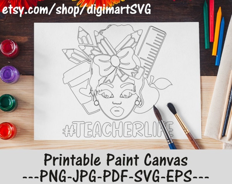 Teacher Life Coloring Pages Afro Messy Bun Svg Melanin Svg - Etsy