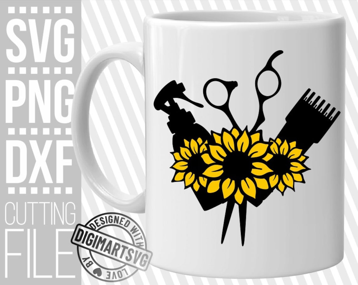 Hair Tools svg Scissors svg Hair Stylist svg Sunflower svg | Etsy