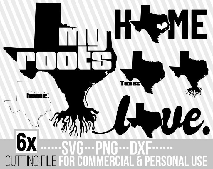 6x Texas State Bundle Svg My Roots Svg Texas Vector State | Etsy