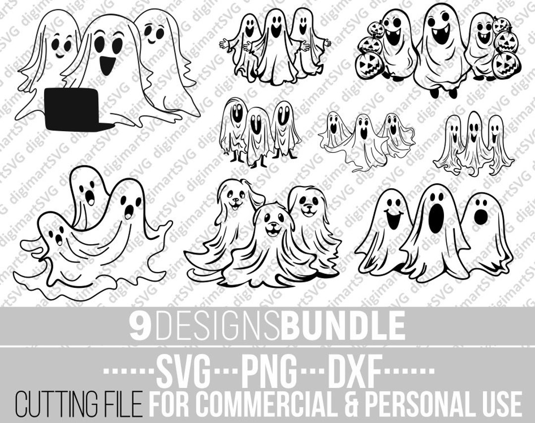 9x Ghost Halloween Svg Bundle, Boo Svg, Vintage, Fall Svg, Ghost Nerd ...