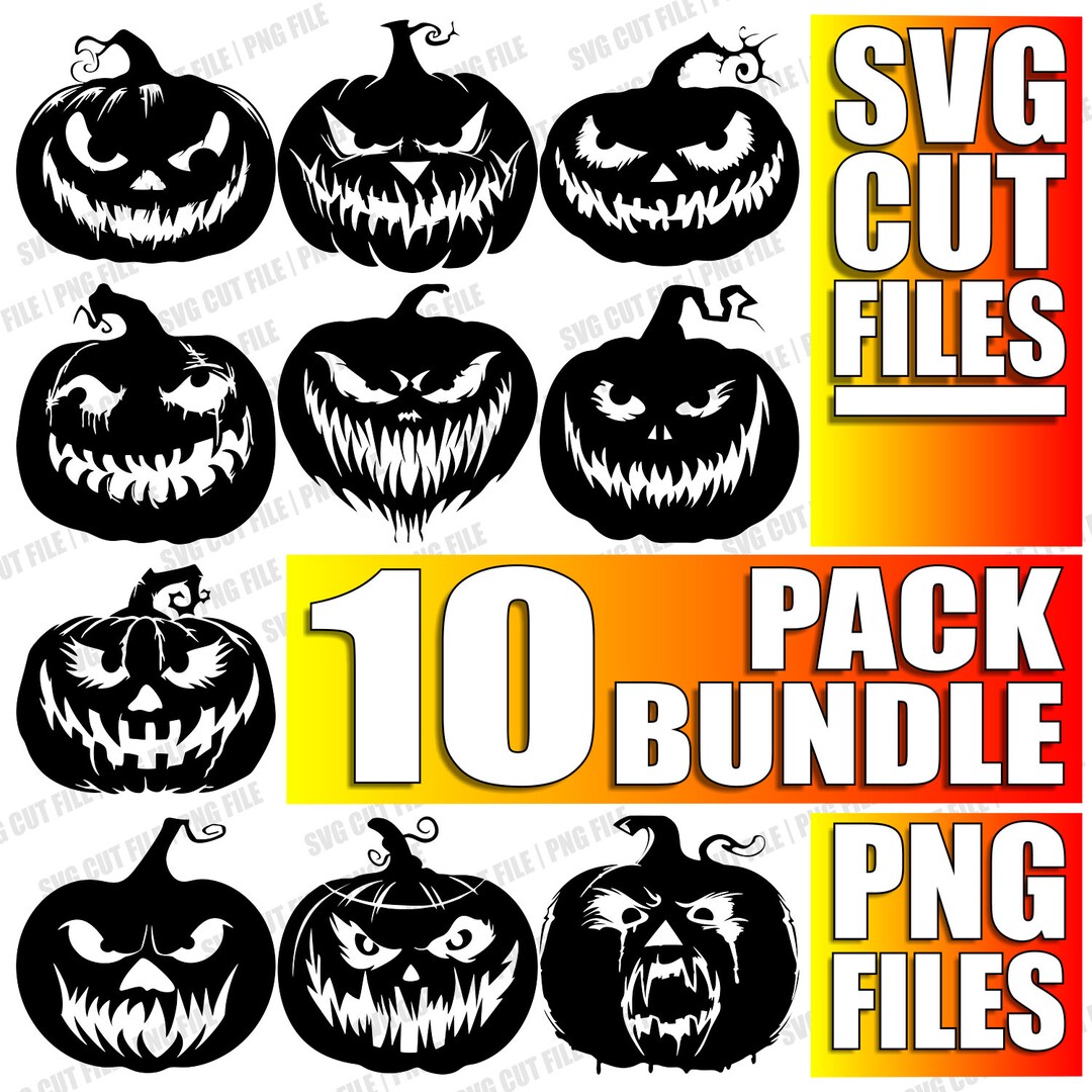 10x Halloween SVG Bundle, Autumn SVG, Pumpkin Vector, Fall Svg, Clipart ...