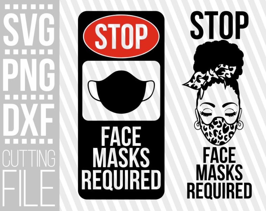 2x Mask Required Sign Svg, Woman in Mask Svg, Leopart Prints, Melanin ...