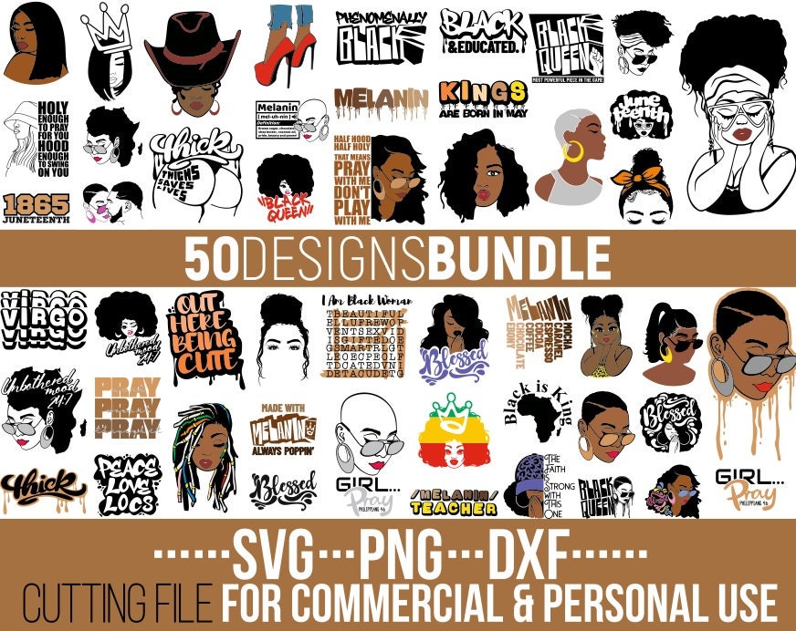 Black Woman Svg Bundle African American Svg Black Woman - Etsy