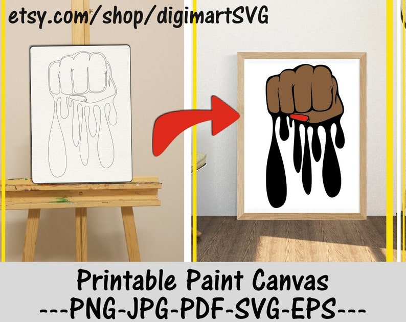 Fist Printable Coloring Pages Dripping Png Paint With A - Etsy