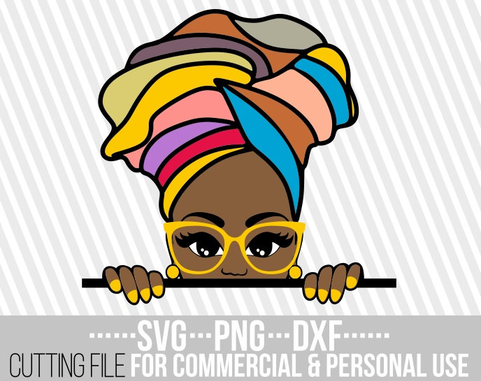 Girl With Colorful Headband Svg Layered Black Woman Svg - Etsy