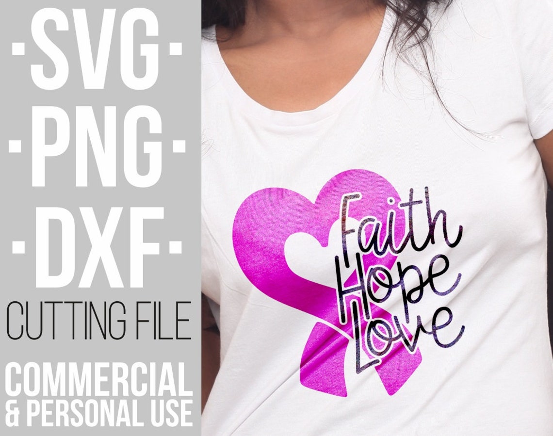 Faith Hope Love Heart svg Breast cancer Pink ribbon svg | Etsy